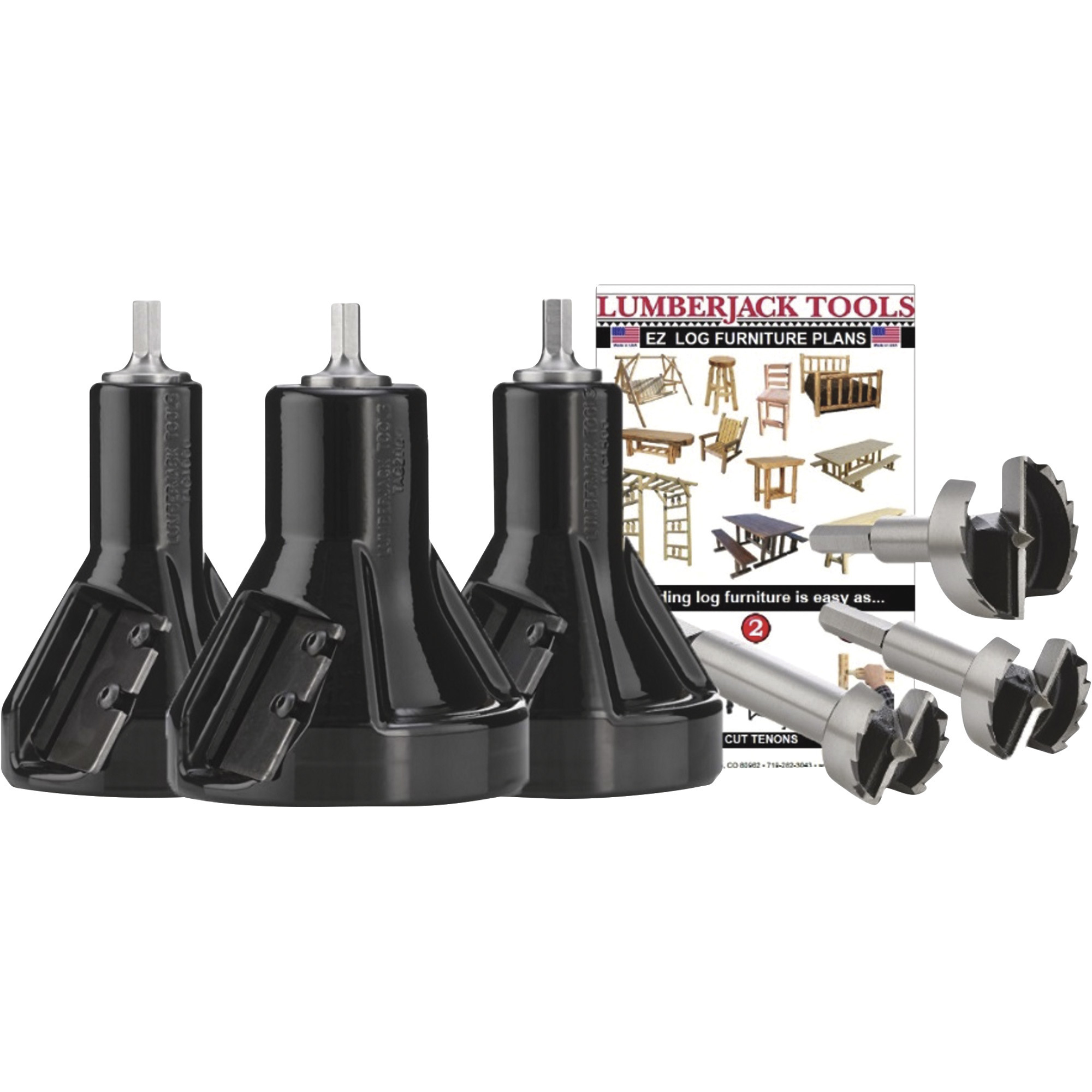 Lumberjack Tools Log Furniture Tenon Cutter Tool Kit, Pro Series 5-Pc. Professional Kit, Radius ...